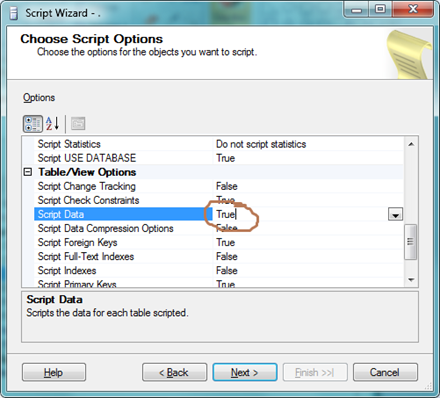 Scripting database including data in SQL Server 2008 Management Studio ...